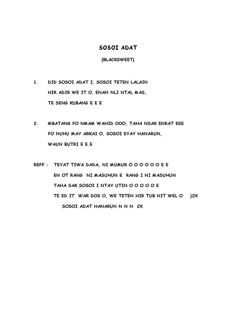 SOSOI ADAT: BLACKSWEET TRADITIONS | PDF