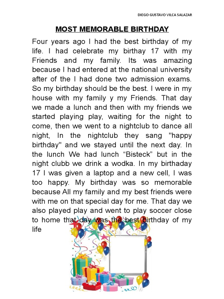 Most Memorable Birthday | PDF