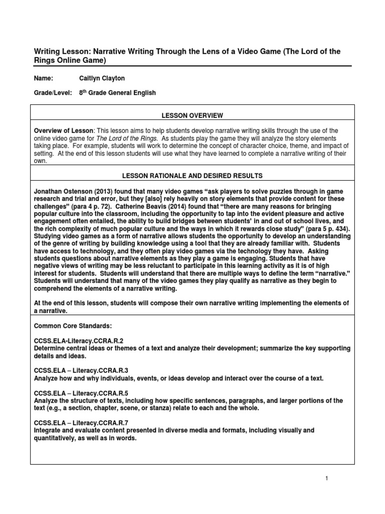 Video Game - Narrative Writing | PDF | Narrative | Video Games Video Game - Narrative Writing | PDF | Narrative | Video Games