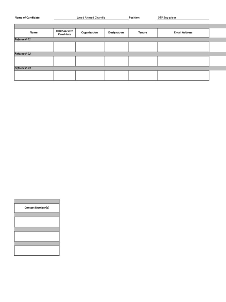 Candidate Reference Information Template | PDF