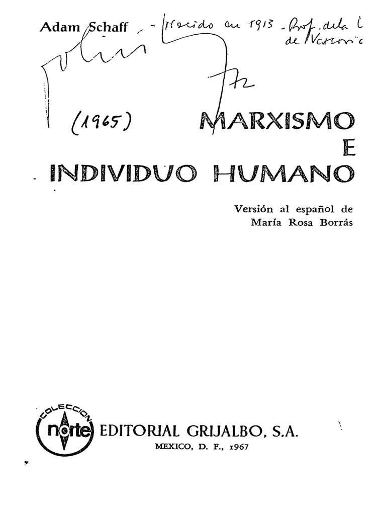 Schaff, Adam. Marxismo e Individuo Humano PDF | PDF