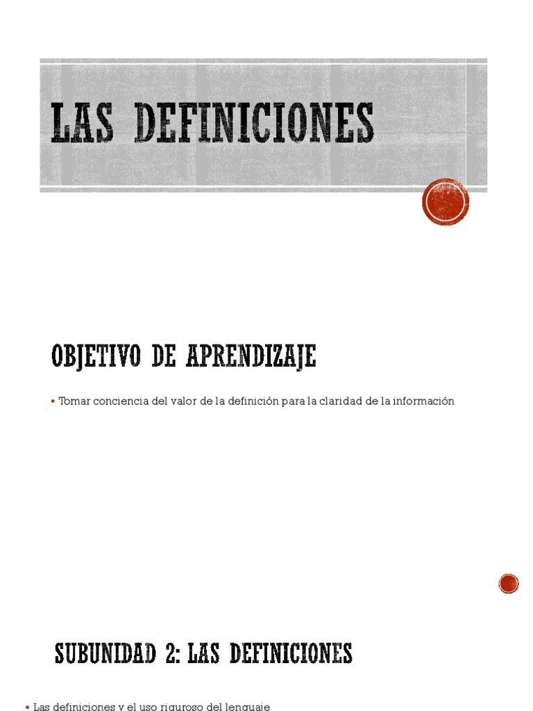 Las Definiciones | PDF | Definición | Palabra