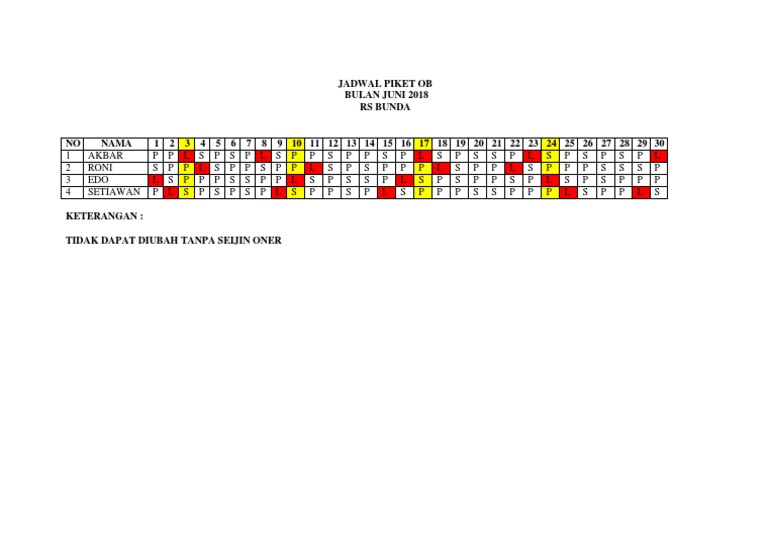 Jadwal Piket Ob | PDF