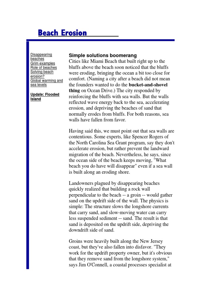 Disappearing Beaches | PDF | Beach | Erosion