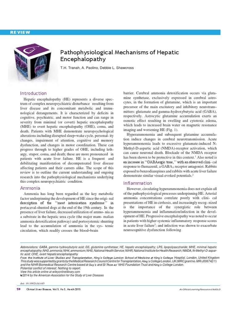 Pathophysiological Mechanisms of Hepatic Encephalopathy: Review | PDF ...