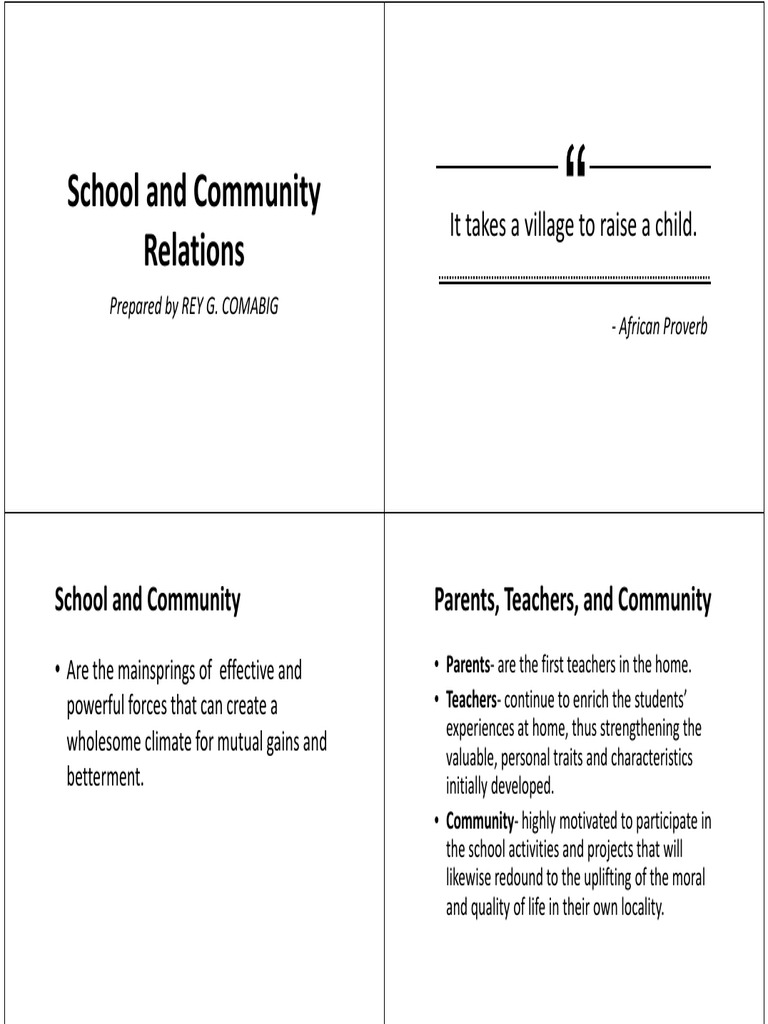 School and Community Relations | PDF | Motivation | Motivational