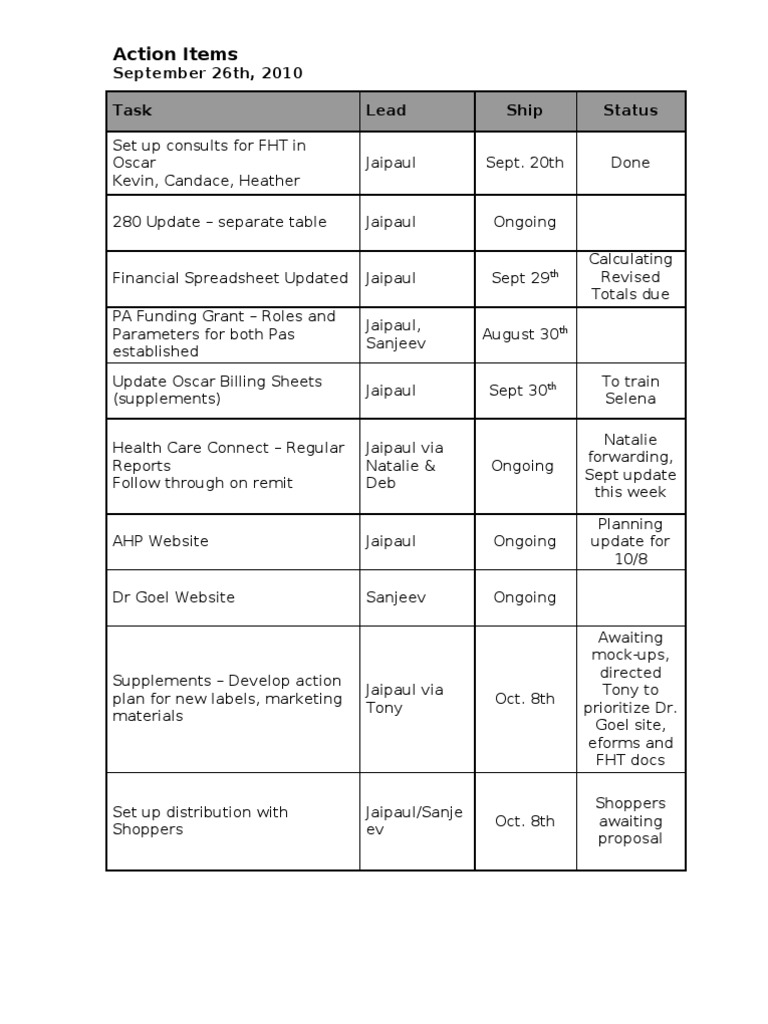 Action Items | PDF | Business