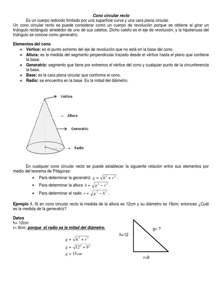 Cono Circular Recto | PDF | Objetos geométricos | Geometría triangular