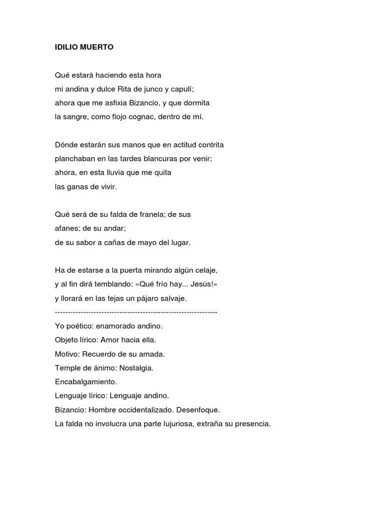 Análisis del poema "Idilio Muerto" | PDF | Poesía