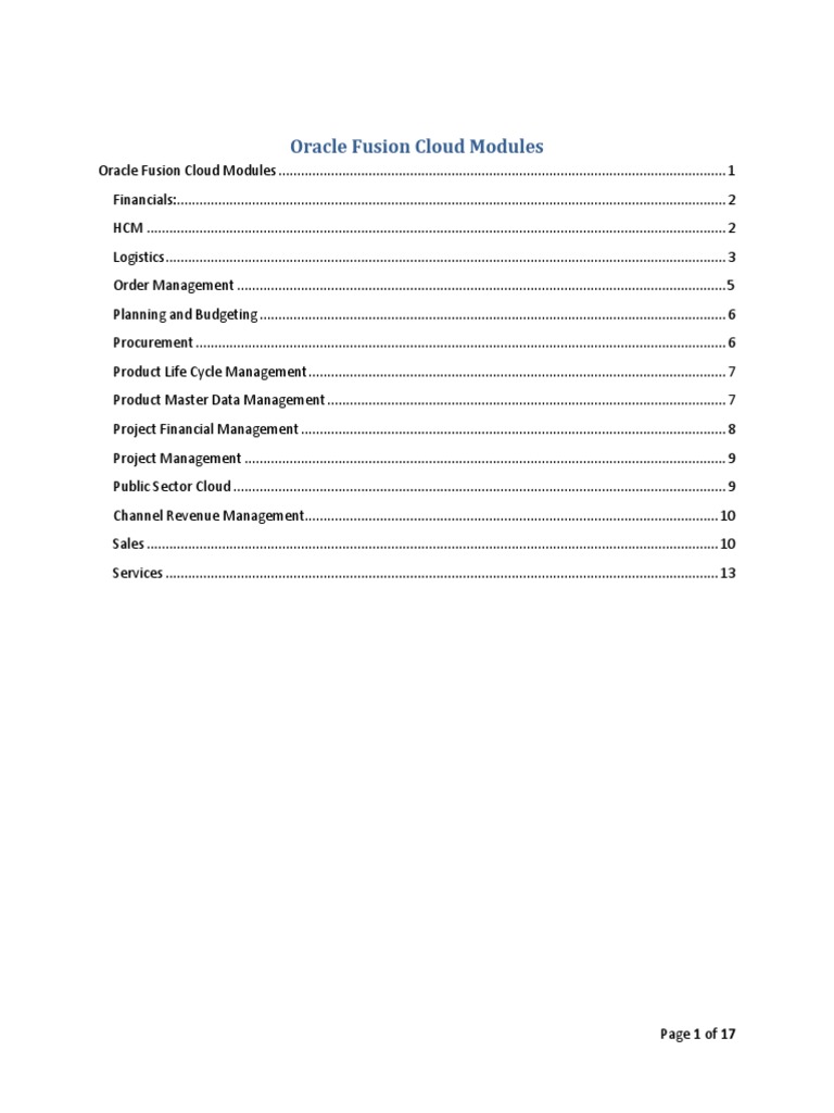 Oracle Fusion Cloud Modules - Data Sheet With Details | PDF | Cloud ...