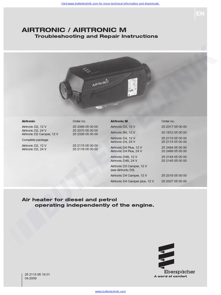 Airtronic D2 D4 Workshop Manual 2 | PDF | Hvac | Switch