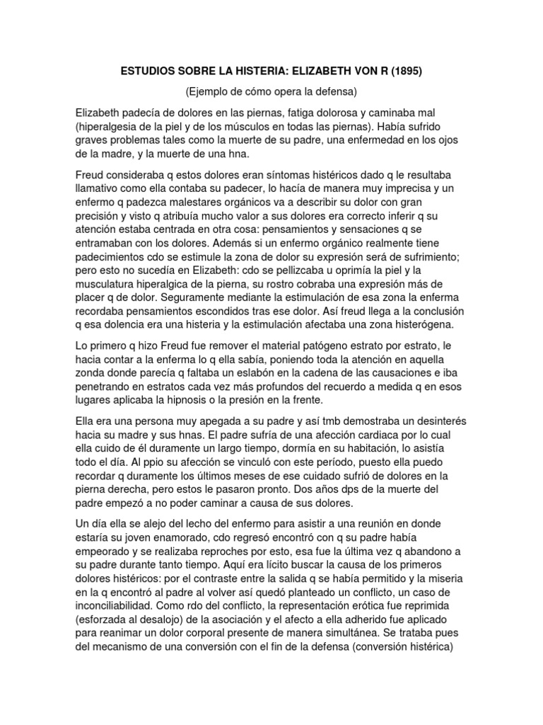 Elizabeth Von R (1895) | PDF | Sigmund Freud | Dolor