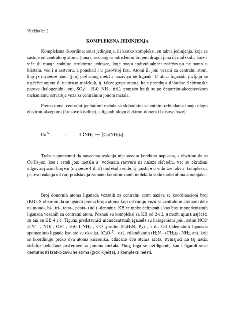 Kompleksna Jedinjenja | PDF
