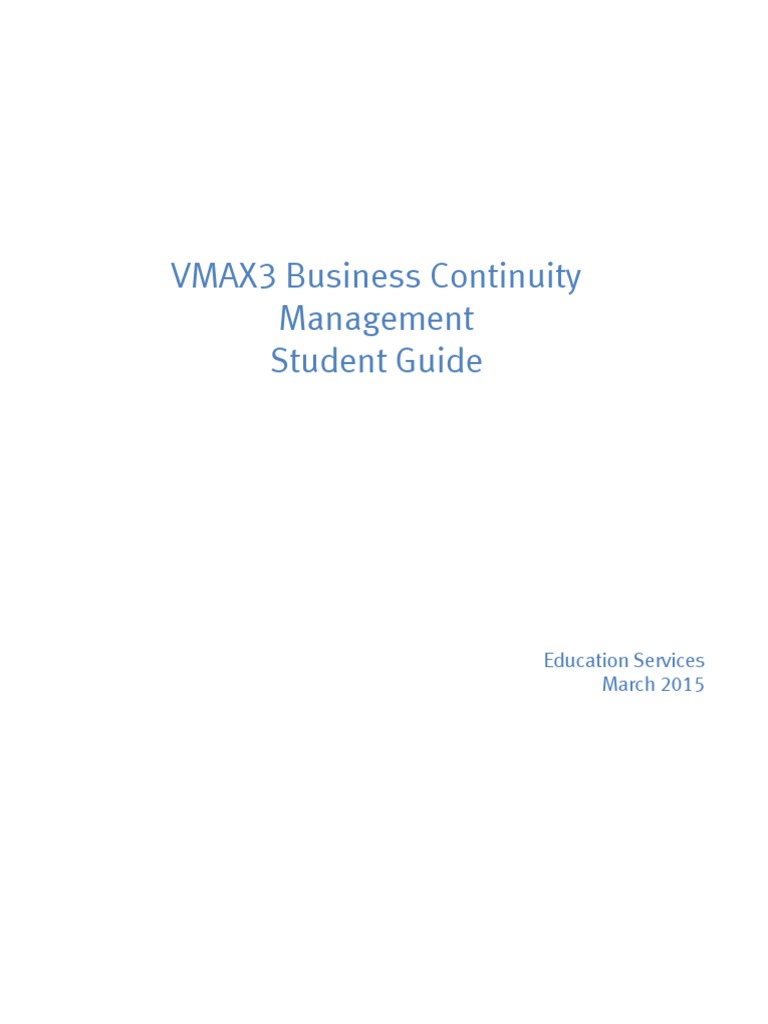 VMAX3 Business Continuity Management Student Guide | PDF | Virtual Machine | Computer Data Storage
