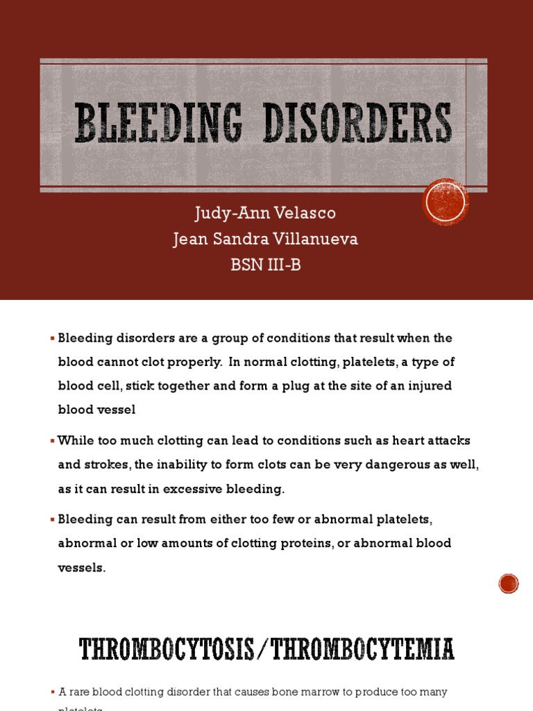 Bleeding Disorders | PDF | Bleeding | Haemophilia