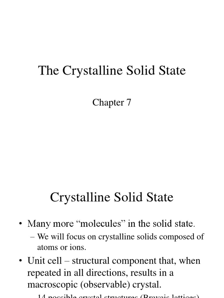 The Crystalline Solid State | PDF | Semiconductors | Ionic Bonding