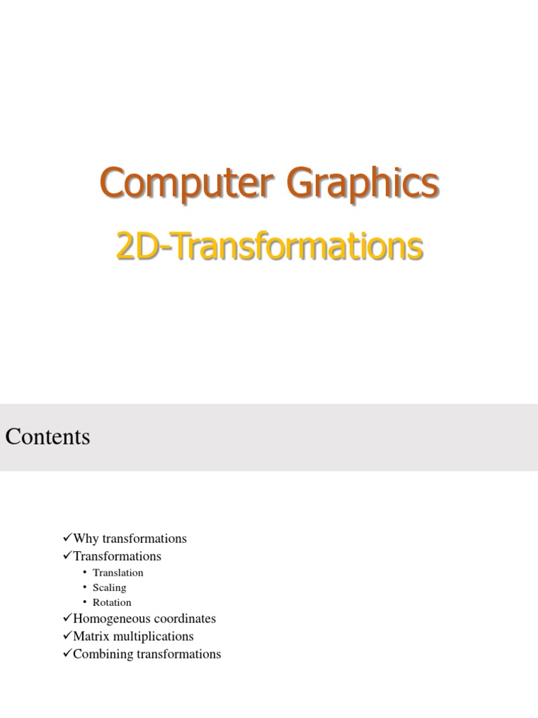 Computer Graphics: 2D-Transformations | Download Free PDF | 2 D ...