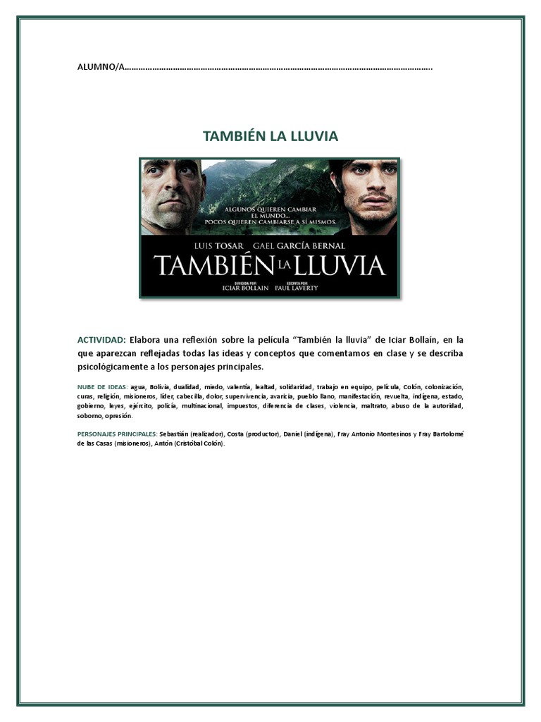 Ficha Peli También La Lluvia | PDF
