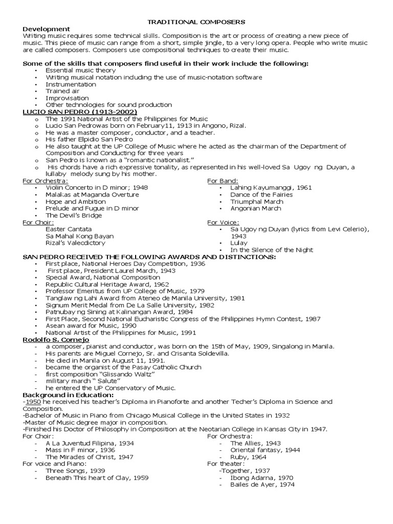 Traditional Composers Development | PDF | Portrait Photography | World ...