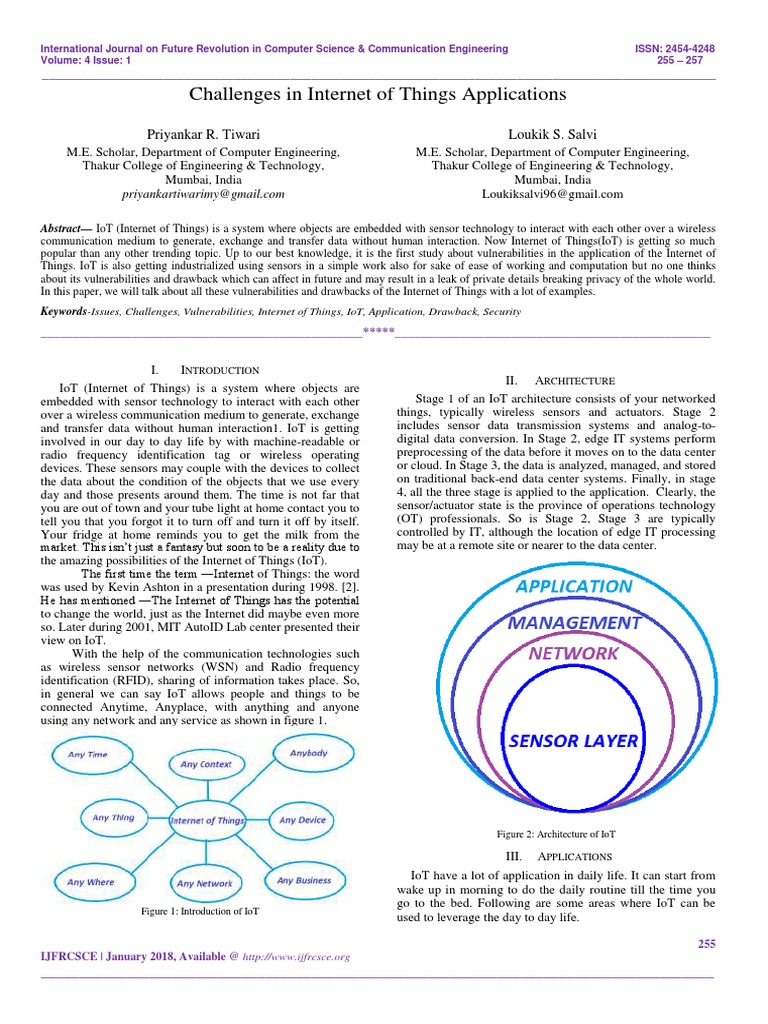 Challenges in Internet of Things Applications | PDF | Internet Of ...