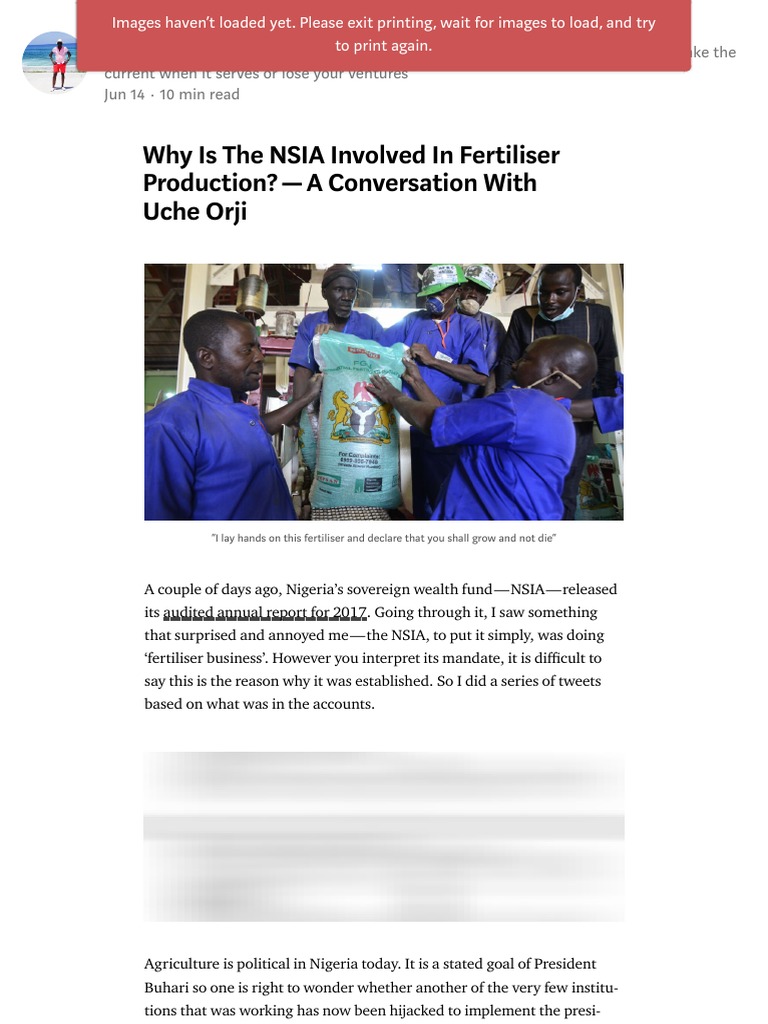 Why Is The NSIA Involved in Fertiliser Production? - A Conversation With Uche Orji PDF | PDF ...
