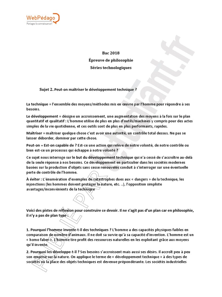 Corrigé Bac 2018 Philo Techno 2 | PDF | La nature | Science