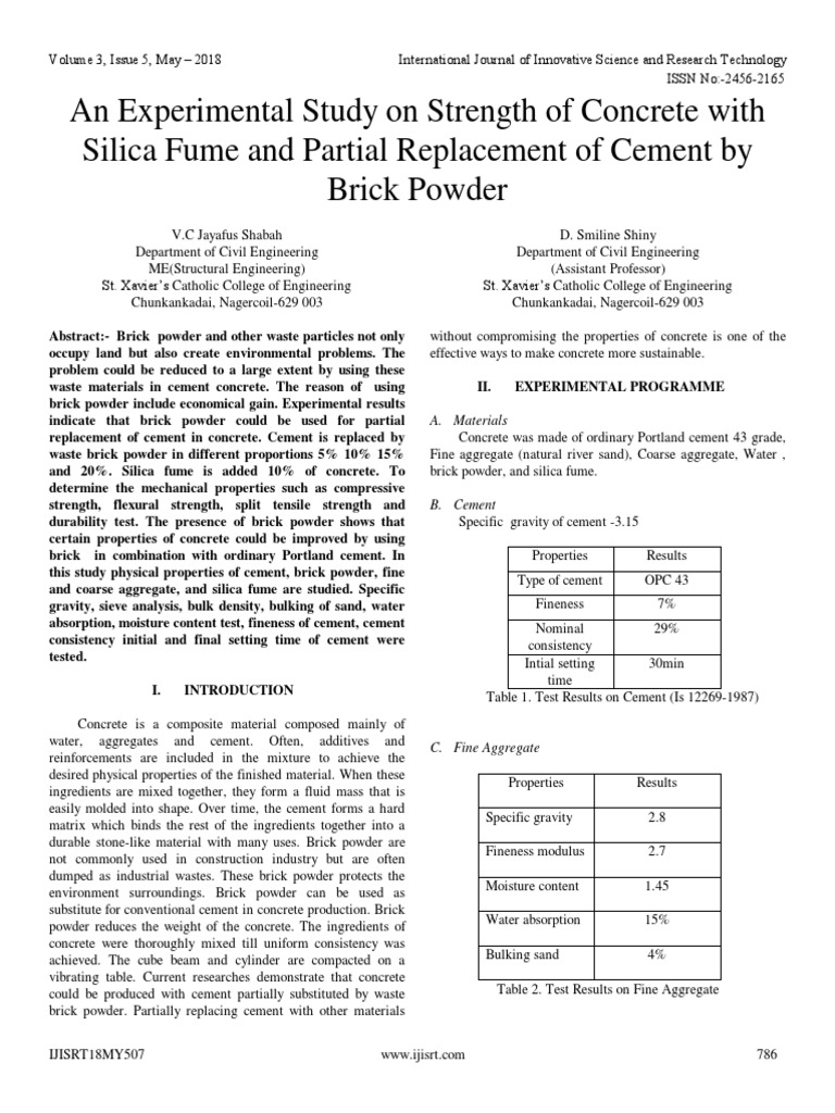 Silica Fume and Brick Powder in Concrete | PDF | Concrete | Cement