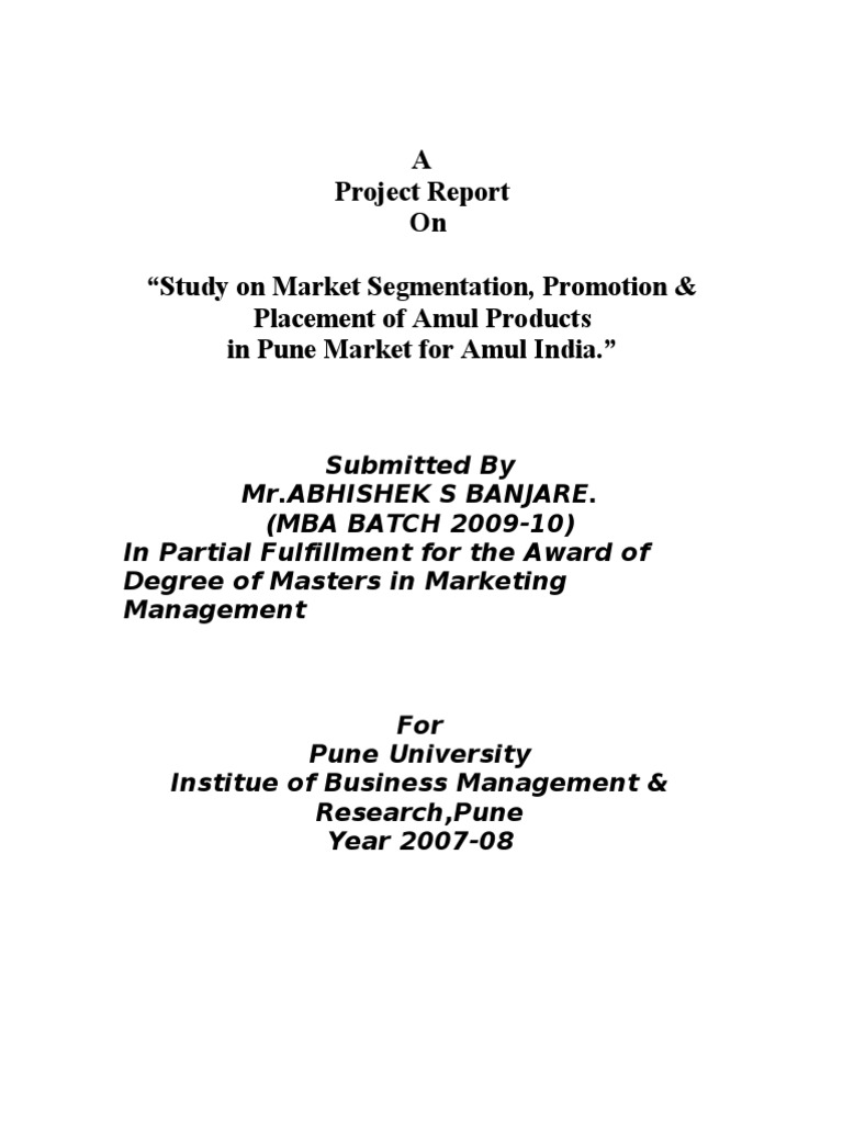 Amul Market Segmentation Study Report | PDF | Survey Methodology ...