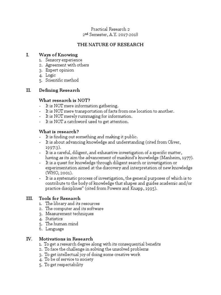 Lesson 1 (The Nature of Research) | PDF | Scientific Method | Knowledge