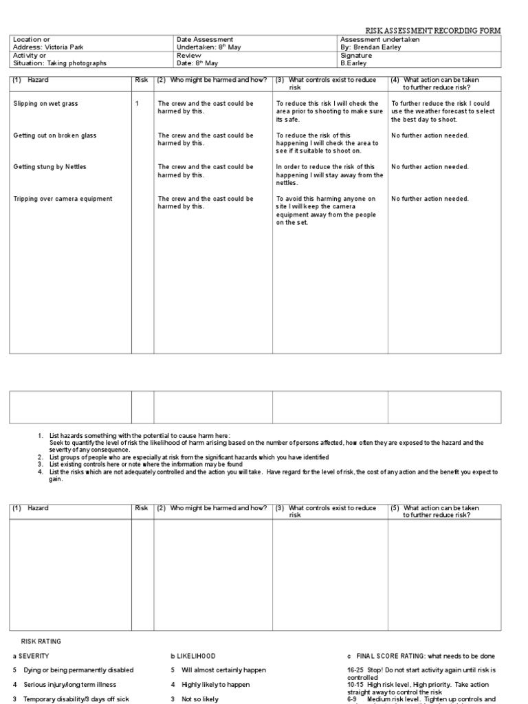 Risk Assessment Victoria Park | PDF | Hazards | Risk
