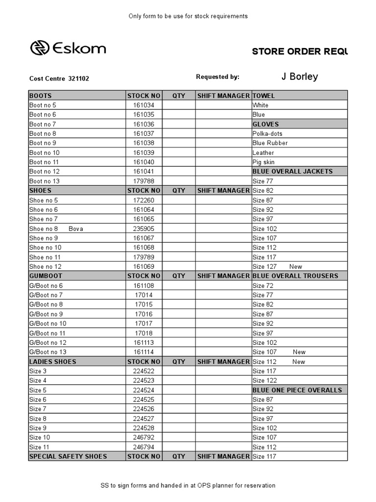 Store Order Form | PDF