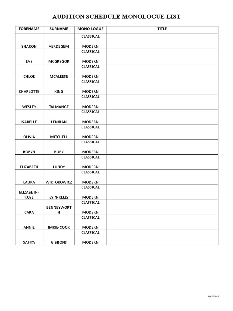 6TH April 10AM Monologue Form | PDF