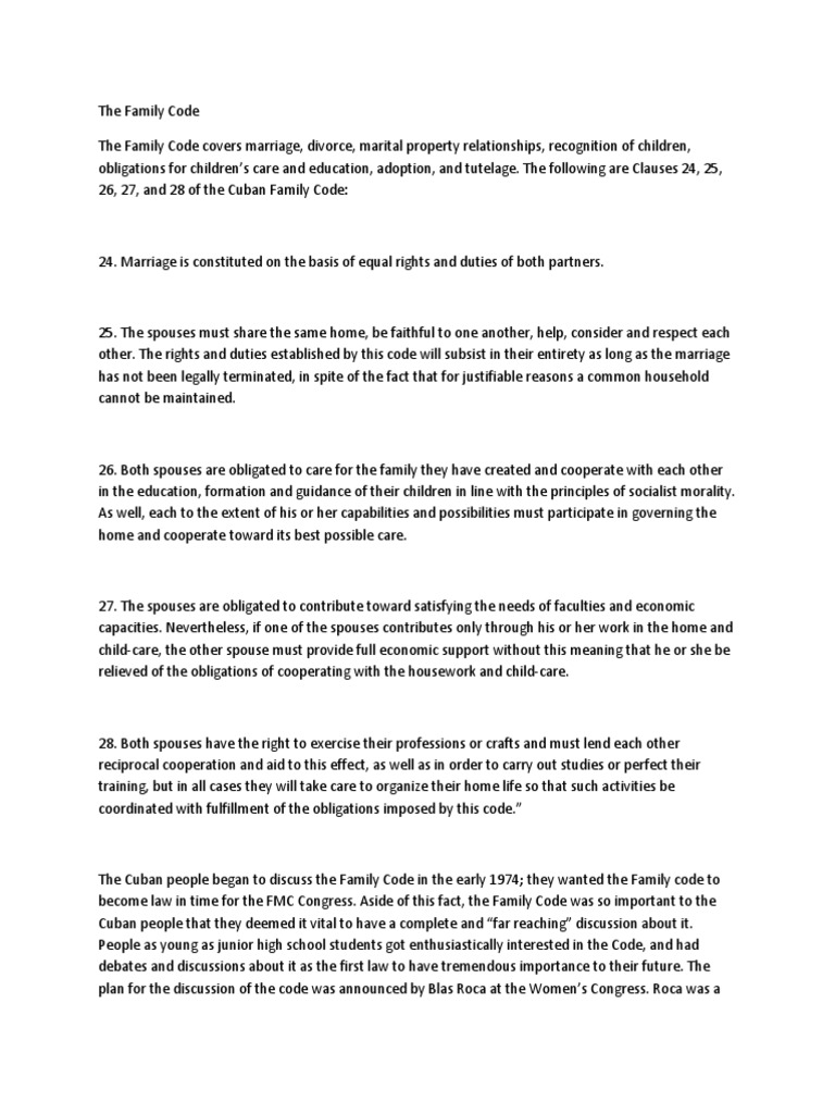The Family Code in Cuba | Download Free PDF | Virtue | Government ...