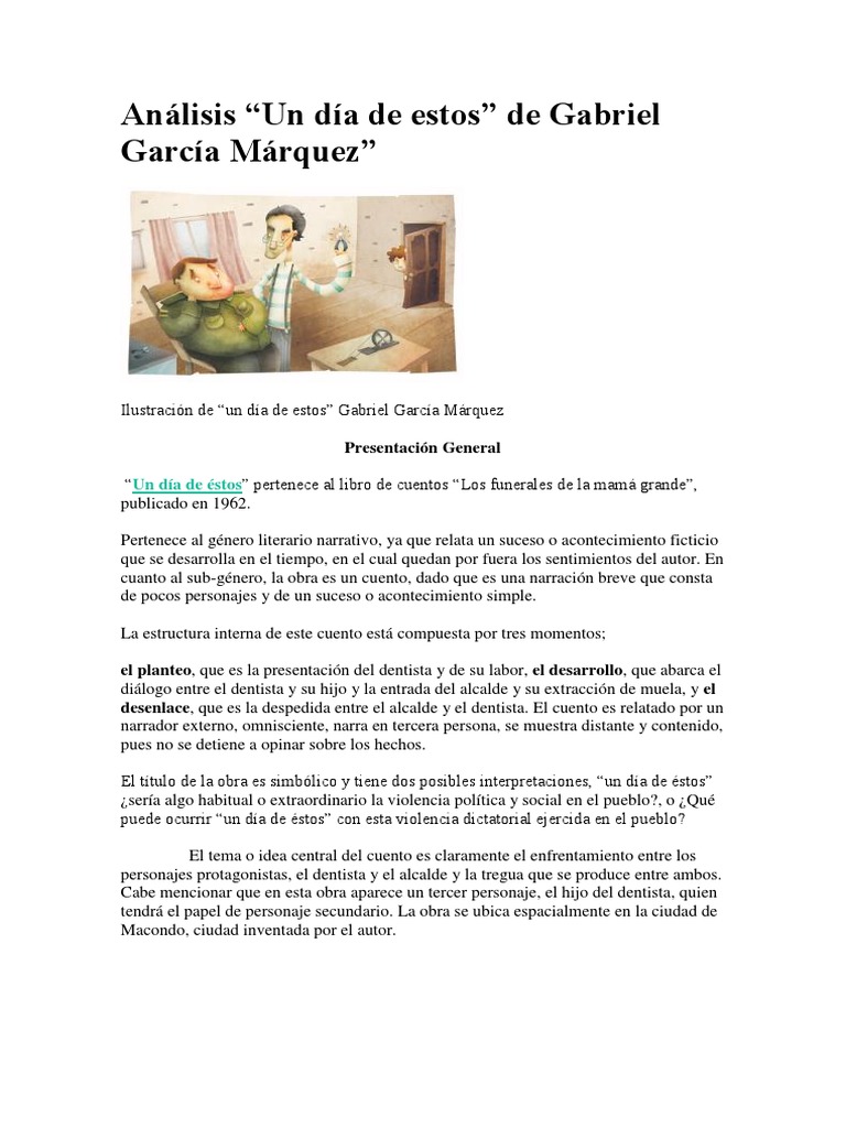 Análisis de "Un día de estos" | PDF | Cuentos | Narración