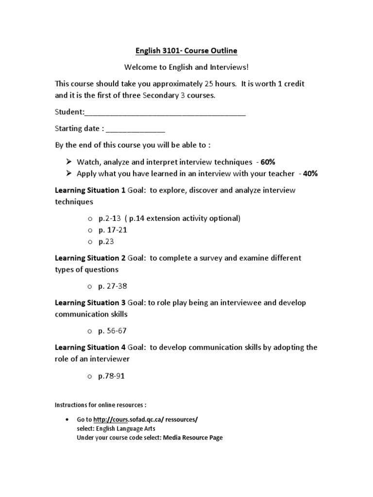 3101 Course Outline | PDF