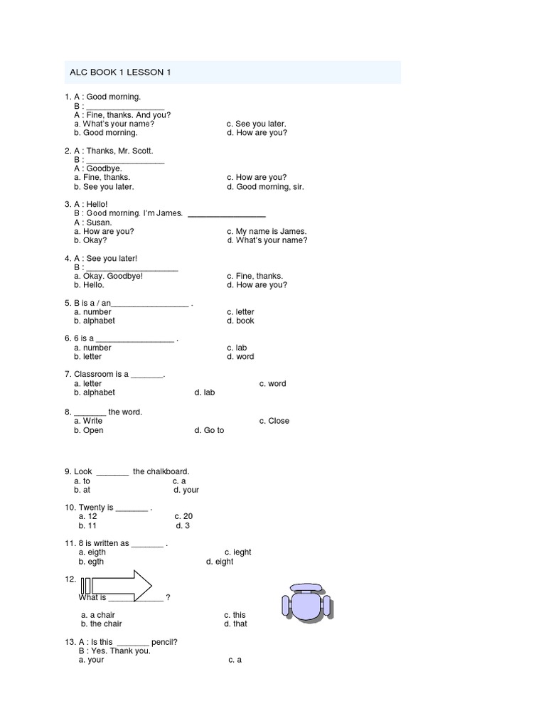 Alc Book 1 Lesson 1 | PDF