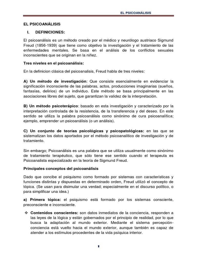 Psicoanálisis: definición, conceptos y objetos de estudio | PDF | Psicoanálisis | Mente inconsciente