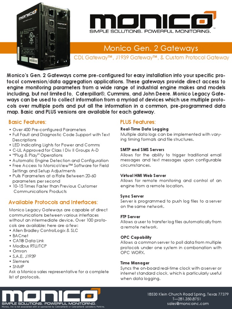 Monico Gen. 2 Gateway Datasheet | Download Free PDF | Gateway ...