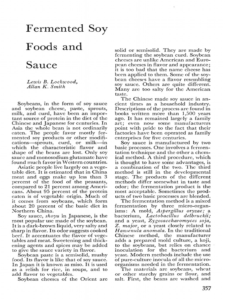 Fermented Soy Foods Explained | PDF | Soy Sauce | Soybean