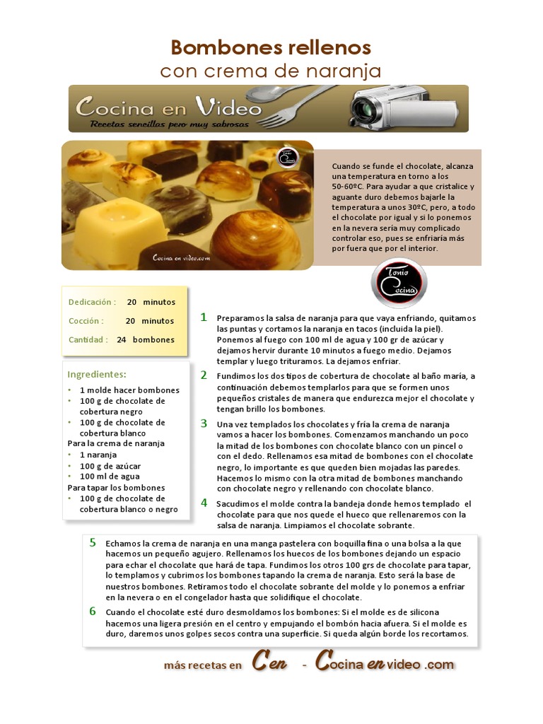 Bombones Rellenos CEN Hoja1 | Descargar gratis PDF | Chocolate | Alimentos