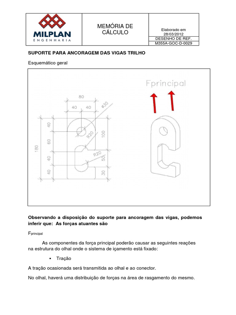 Olha Trilho Memoria de Calculo - Dispositivo de Icamento-M355A-GOC-D ...