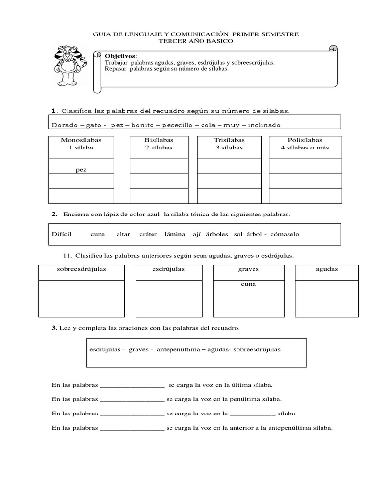 Guia de Acentuacion Palabras y Silabas