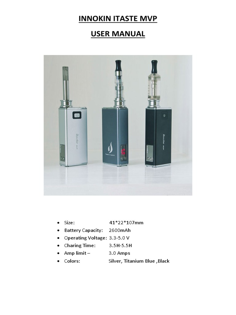 Innokin Itaste MVP User Manual | PDF | Battery (Electricity) | Usb