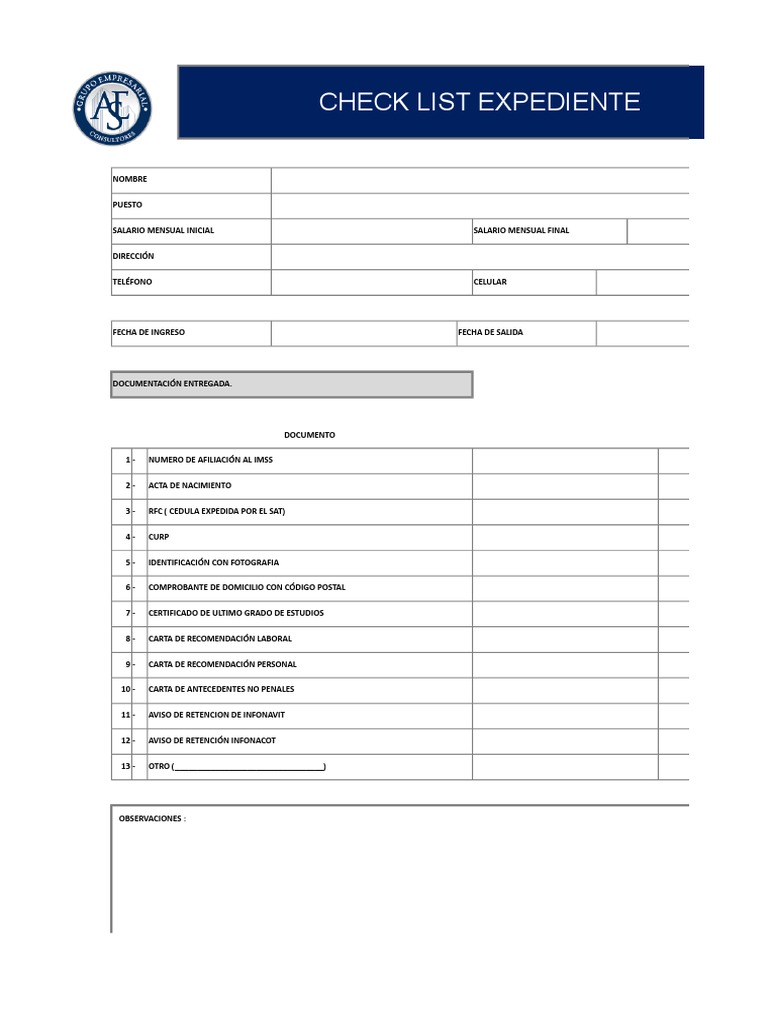 Check List Expediente