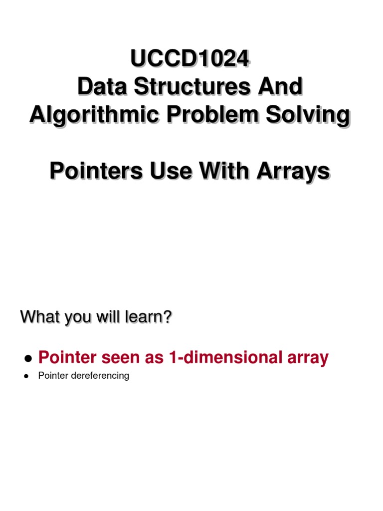UCCD1024 Lecture2 PointerInter | PDF | Pointer (Computer Programming) | Array Data Structure