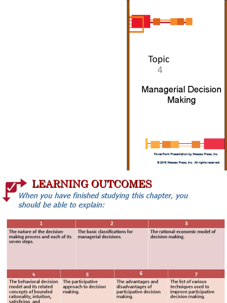 Topic 4 Managerial Decision Making | PDF | Rationality | Decision Making