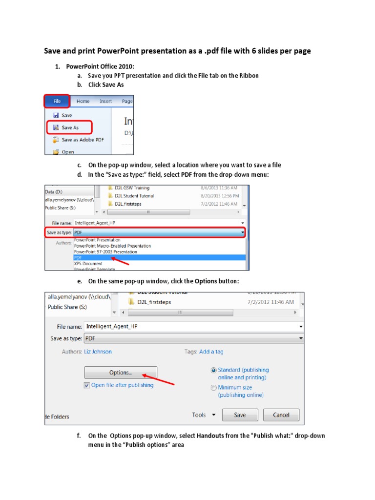 Save and Print Powerpoint Presentation As A .PDF File With 6 Slides Per ...