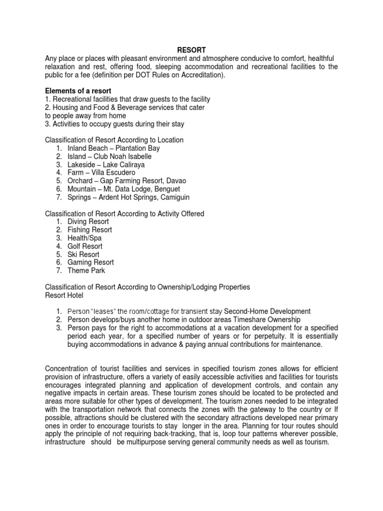 Resort Management Planning Design | PDF | Resort | Tourism