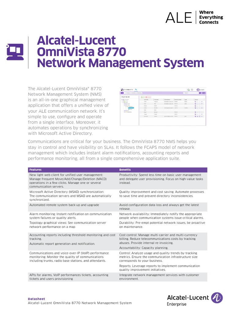 Omnivista 8770 Network Management System Datasheet en | PDF ...