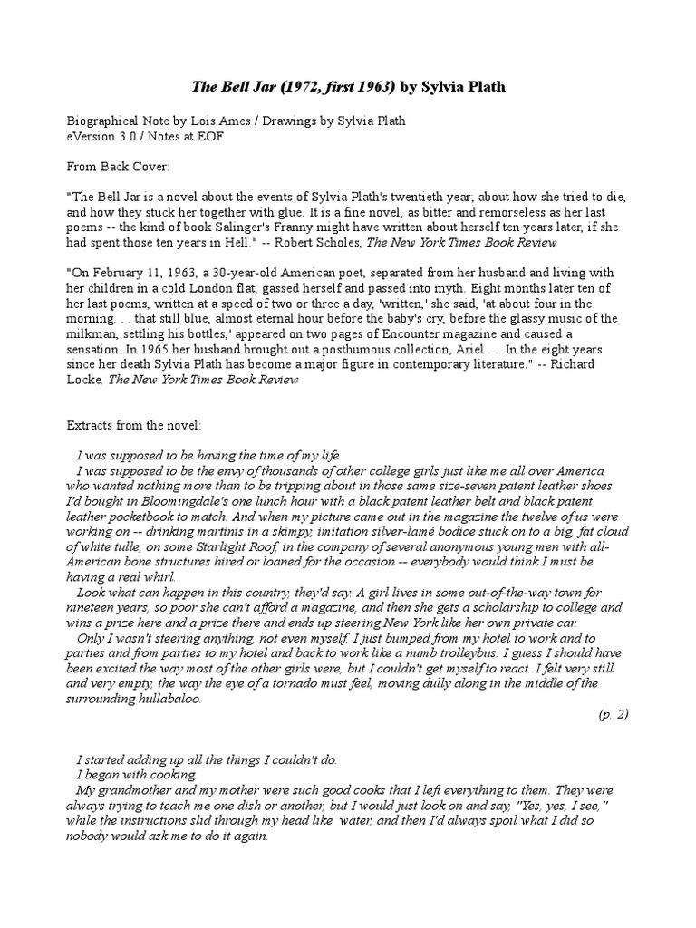 The Bell Jar (1972, First 1963) by Sylvia Plath | PDF | Sylvia Plath